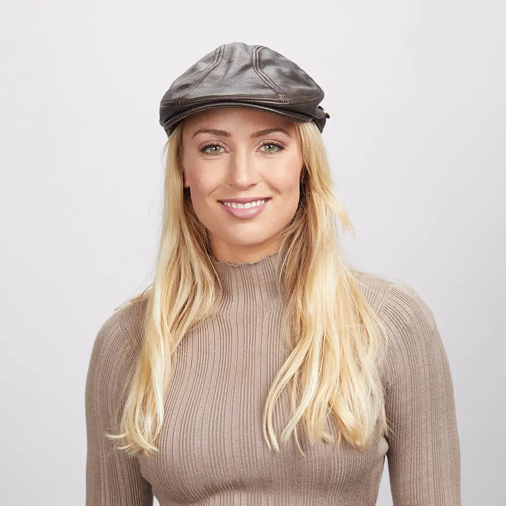 Bookie | Womens Leather Flat Cap – American Hat Makers