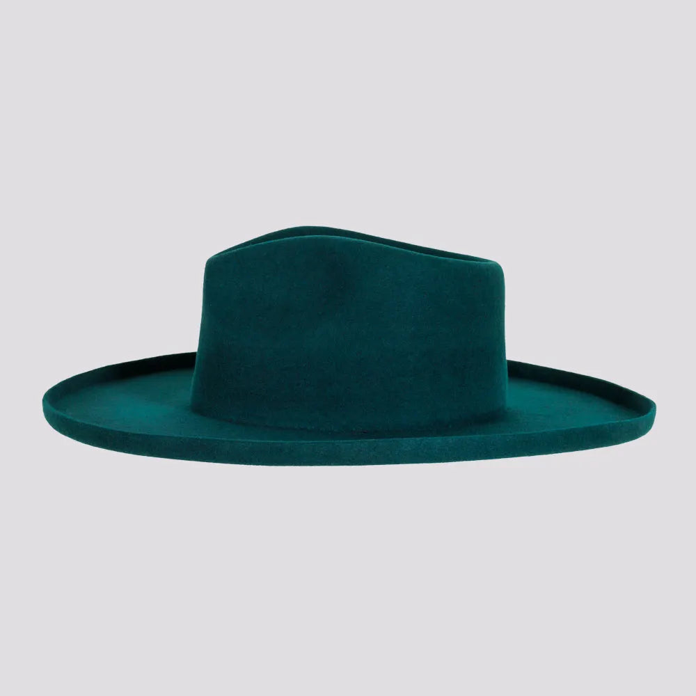 Rustler | Mens Wool Felt Teardrop Fedora Hat with Curled Brim ...