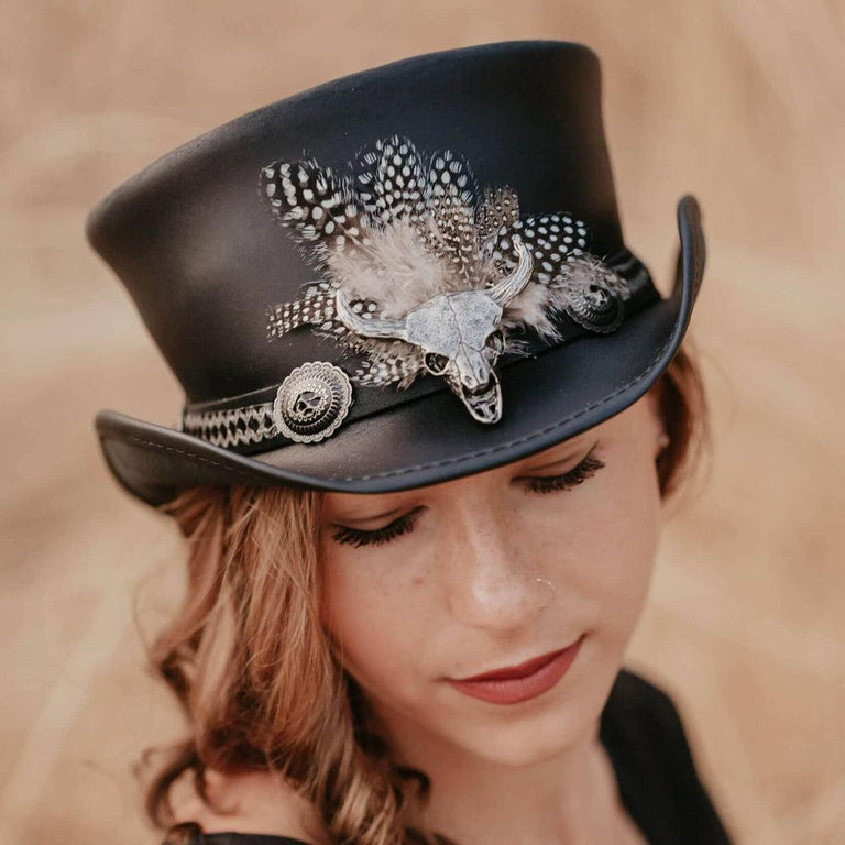 Marlow True Grit | Womens Leather Top Hat with True Grit Hat Band ...