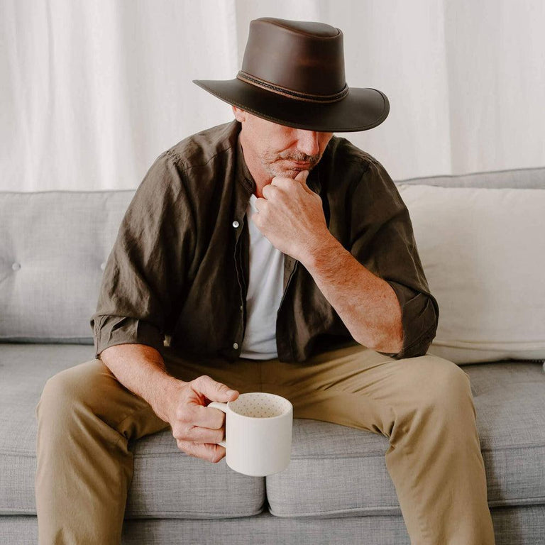 Leather Outback Hat - The Midnight Rider – American Hat Makers