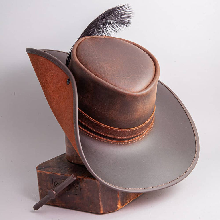 Cavalier Feather | Mens Renaissance Fair Leather Hat – American Hat Makers