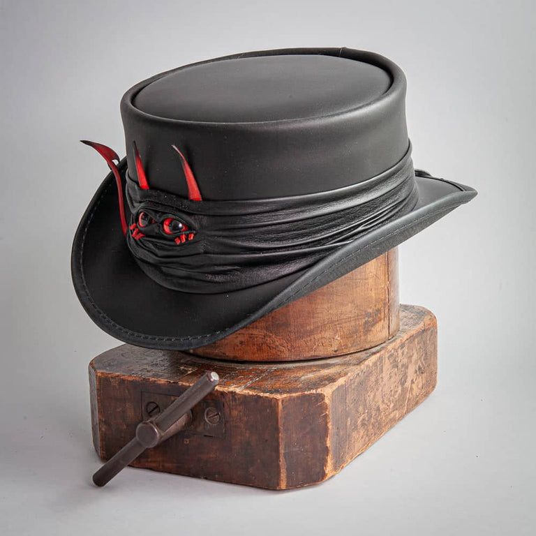 Mens Top Hat - The Leather Marlow w/ lil Evil Hat Band – American Hat ...