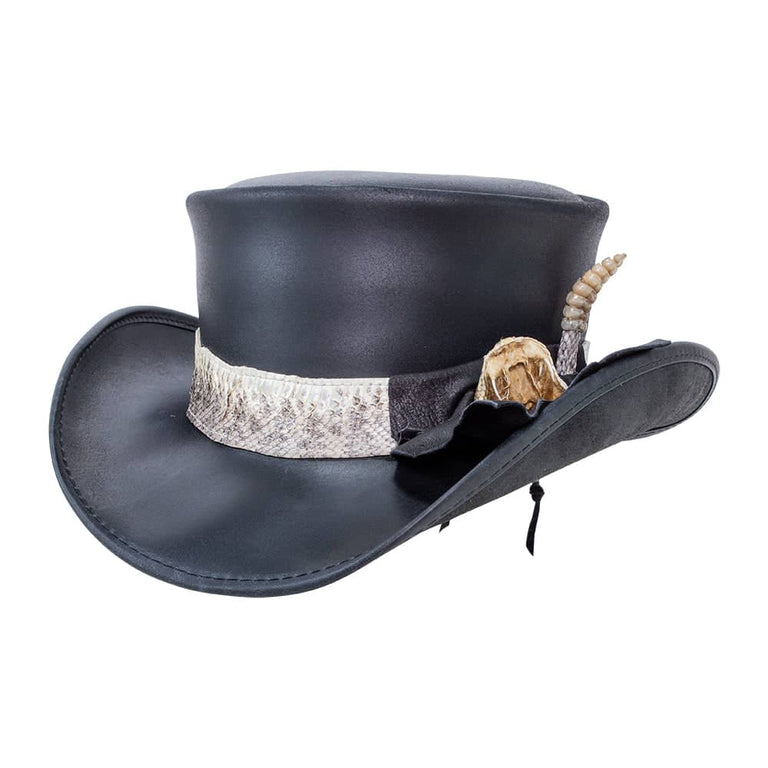 Pale Rider Rattlesnake | Leather Top Hat with Rattlesnake Hat Band ...